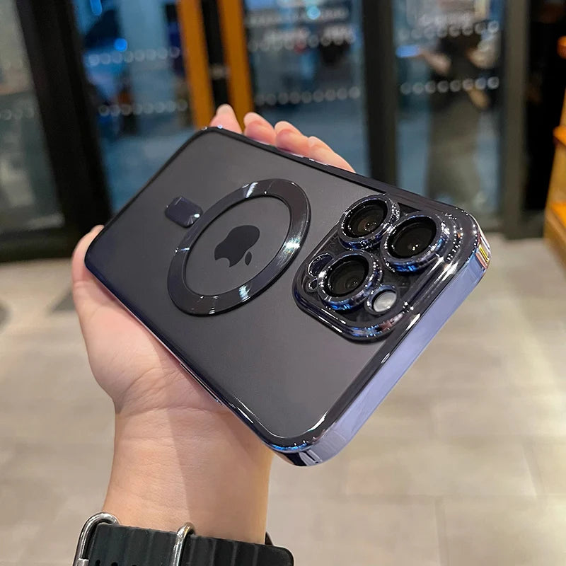 Luxury Magnetic Plating Clear Case For Magsafe Wireless Charging for a ...